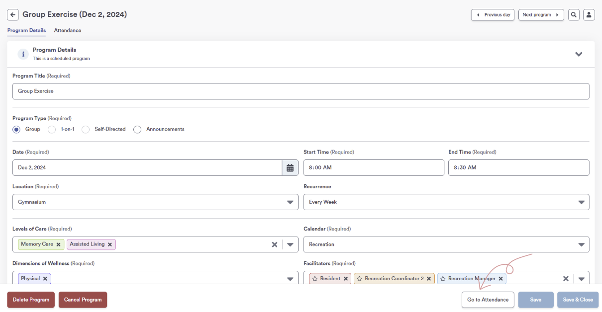 Documenting Program Attendance